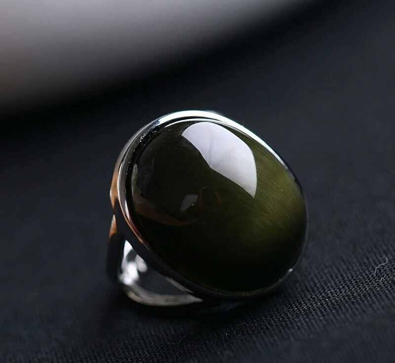 Bague Pierre Obsidienne naturelle verte Redimensionnable